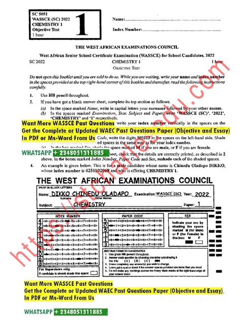 Free Waec Chemistry Objective Questions And Answers Pdf