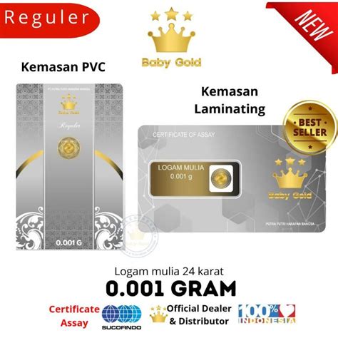 Jual Bisa COD Yah BABY GOLD Emas Mini 0 001 Gram Logam Mulia 24 Karat