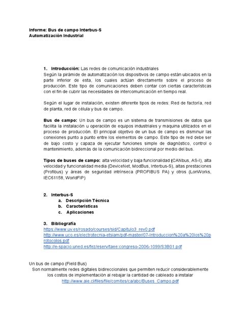 AutomatizaciÓn Interbus S Pdf Red De Computadoras Automatización