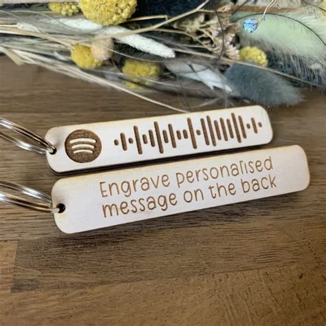 Customized Wooden Spotify Keychain With Song And Message Bnc Ts