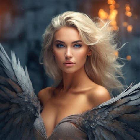 Premium Ai Image Marvelous And Gorgeous Woman Angel With Massive