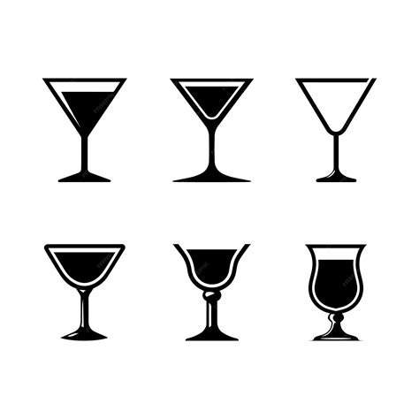 Premium Vector Cocktail Glass Logo Vector Set Template Cocktail Glass