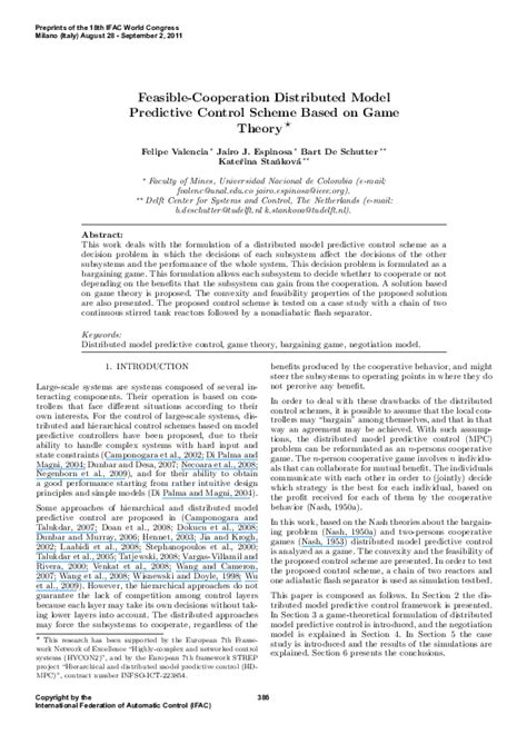 pdf feasible cooperation distributed model predictive control scheme