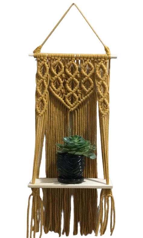 macrame wall shelf macrame display shelf floating shelf etsy