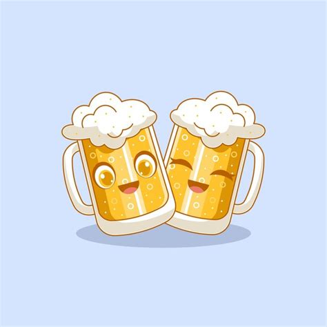 Dois Copos De Cerveja Festa Vetor Premium