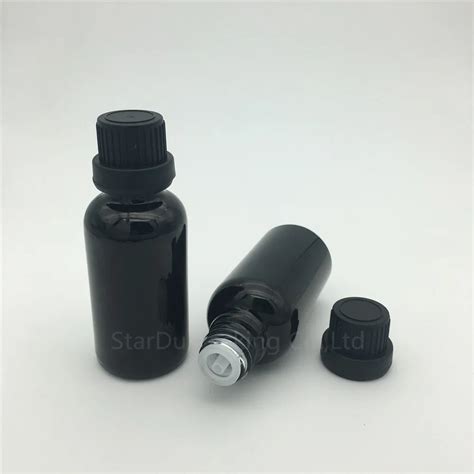 240pcs 30ml 블랙 글래스 병 1oz 바이알 에센셜 오일 병 탬퍼 방지 캡 향수병30ml Perfume Bottle