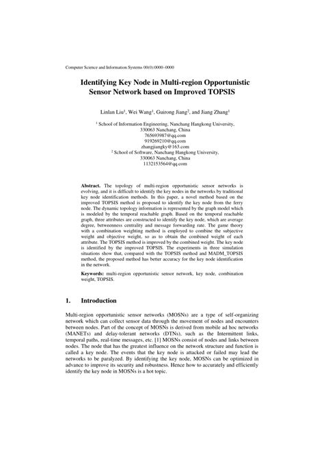 Pdf Identifying Key Node In Multi Region Opportunistic Sensor Network
