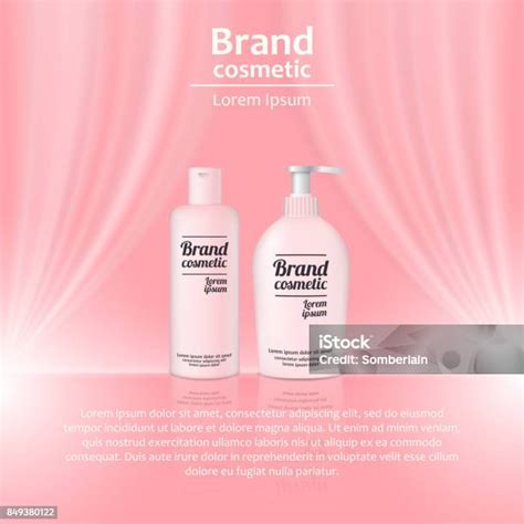 เทมเพลตโฆษณาขวดเครื่องสําอางที่สมจริง 3d การออกแบบแนวคิดการโฆษณาแบรนด์เครื่องสําอางที่มี