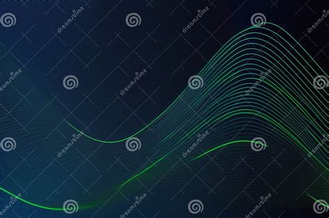 Abstract Dark Blue Mesh Gradient With Glowing Green Curve Line Generative Ai Stock Illustration