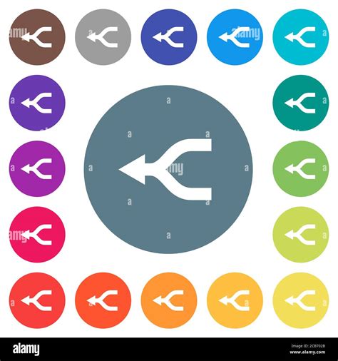 Merge Arrows Left Flat White Icons On Round Color Backgrounds 17 Background Color Variations