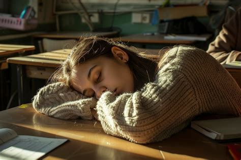Premium Photo Lazy Babe During A Lesson In A Classroom