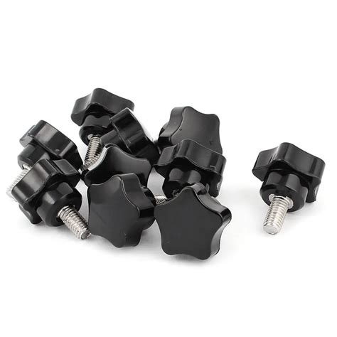 M8x15mm Male Thread Plastic Star Shaped Head Clamping Knob Grip 10 Pcs