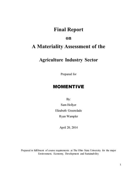Agriculture Materiality Report Docx