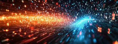 Dynamic Data Stream Visualization With Glowing Binary Code And Light