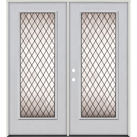 Diamond Full Lite Fiberglass Prehung Double Door Unit 394 Door