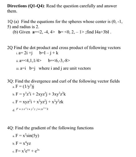 Solved 1Q (a) Find the equations for the spheres whose | Chegg.com
