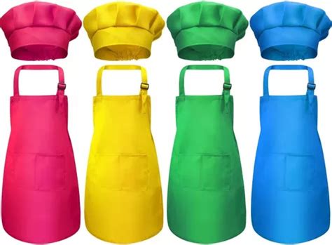 Chengu Juego De 8 Delantales Para Niños Y Gorro De C Cuotas Sin