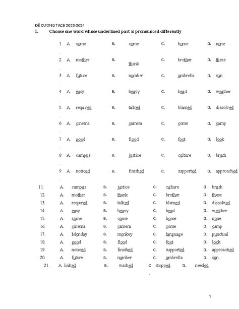 De Cuong On Tap Hk1 Ôn Tập ĐỀ CƯƠng Tacb 2023 I Choose One Word