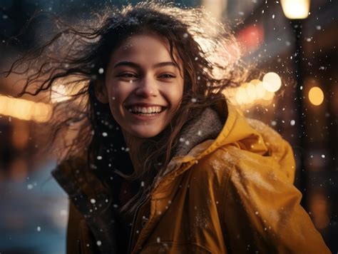 Premium Photo Carefree Woman Joyfully Dances In The Refreshing Rain