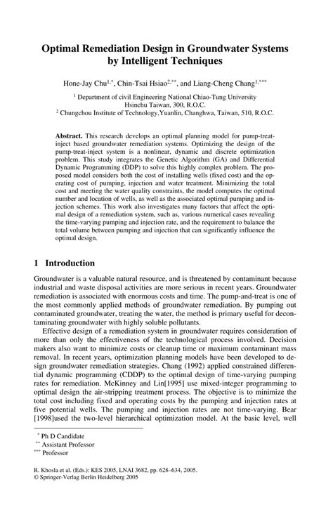 Pdf Optimal Remediation Design In Groundwater Systems By Intelligent