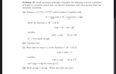 solved problem 10 weak maximum principle complete the