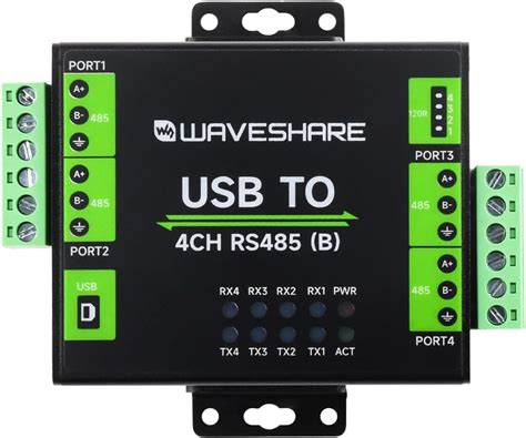 Waveshare Industrial Isolated Usb To 4 Ch Rs485 Converter B Ch344l Chip Multi