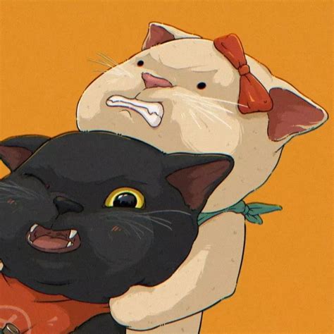 2023最新搞怪黑猫与白猫二次元情侣头像 情侣头像 个性屋