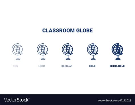 Classroom Globe Icon Thin Light Regular Bold Vector Image