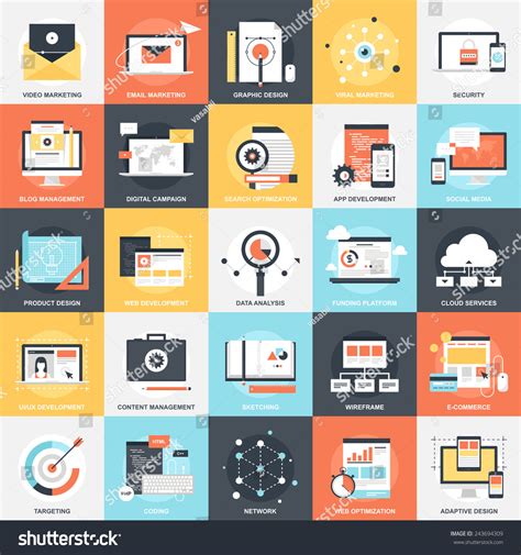 Abstract Vector Collection Colorful Flat Seo Stock Vector Royalty Free