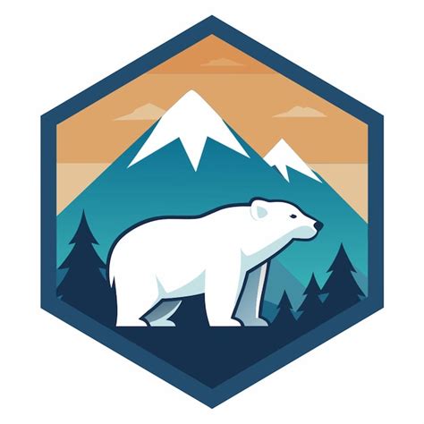Polar Bear Logo Icon On White Bg Vector Illustration Flat 2 Premium