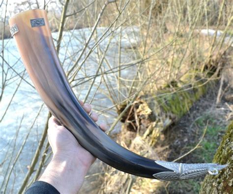 Gunnar Viking King Drinking Horn Carved Horns Carved Vikings Etsy