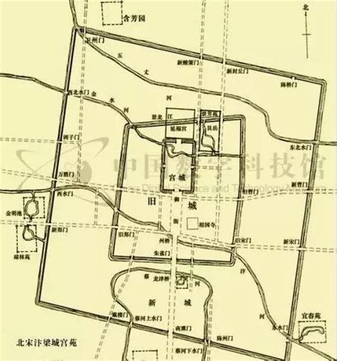 北宋汴梁城手绘平面图 宋汴梁城平面简图 北宋汴梁城平面图 大山谷图库