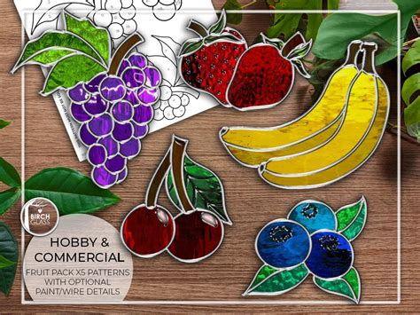 Patterns Fruit X5 Stained Glass Pattern Pdf Digital Download Fruits