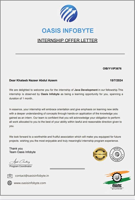 Khateeb Nazeer Abdul Azeem On Linkedin Connections Internship Java