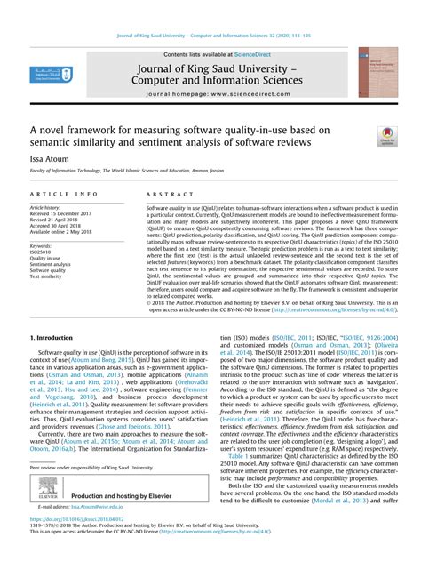 pdf a novel framework for measuring software quality in use based on