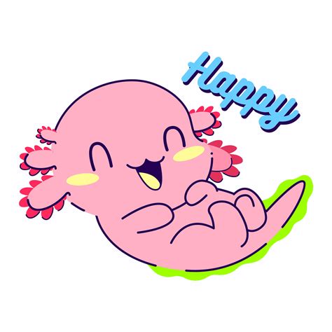 Cute Axolotl Happy Pose Vector Illustration 3430132 Vector Art At Vecteezy