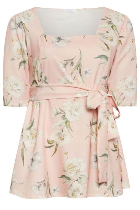 YOURS LONDON Plus Size Pink Floral Print Square Neck Top Yours Clothing