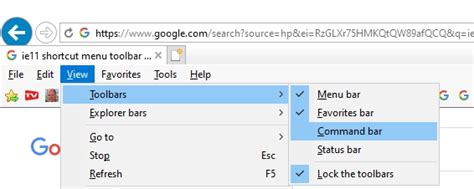 Windows 10 Enabledisable Internet Explorer 11 Command Toolbar Super User