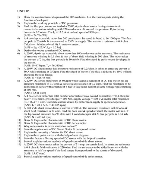 Dc Machines Exam Questions And Problems
