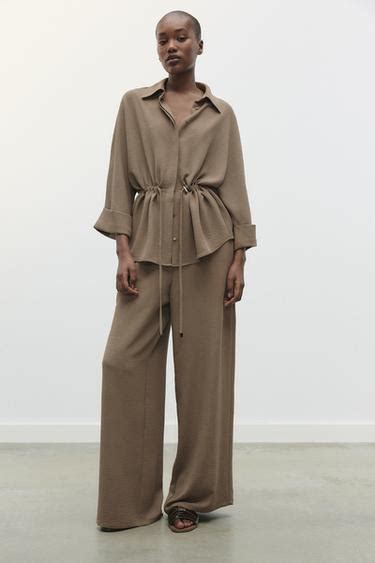 Flowing Wide Leg Trousers Camel Zara Saudi Arabia