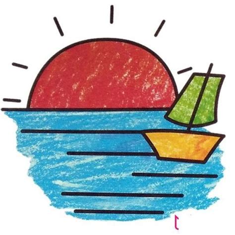 彩铅日出简笔画 简笔画图片大全 普车都