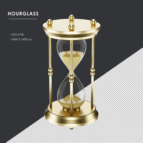 Premium Psd Isolated Gold Round Metal Hourglass Sand Clock From Top