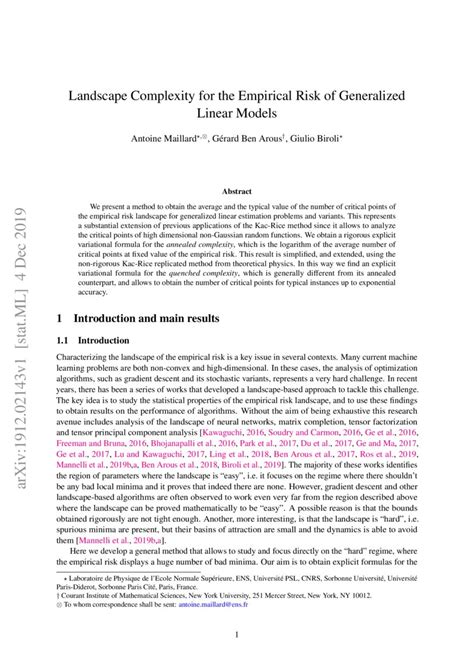 Landscape Complexity For The Empirical Risk Of Generalized Linear Models Deepai