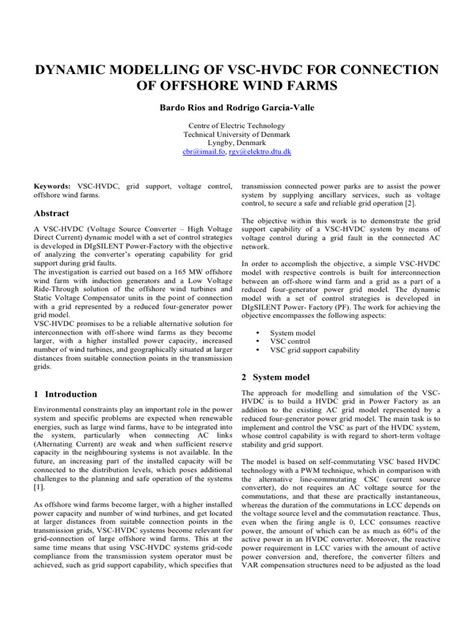 Dynamic Modelling Of Vsc Hvdc Pdf Wind Power High Voltage Direct Current