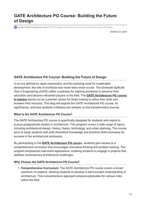 Ppt Gate Architecture Pg Course Building