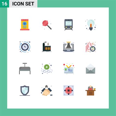 16 Universal Flat Colors Set For Web And Mobile Applications Clothes Transportation Machine Food
