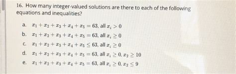 solved 16 how many integer valued solutions are there to