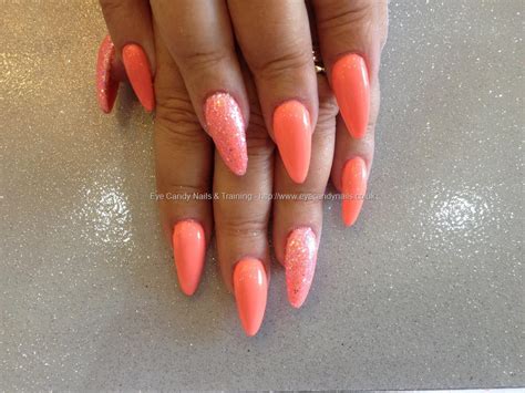 Eye Candy Nails And Training Acrylic Overlays With Orange Gel Polish