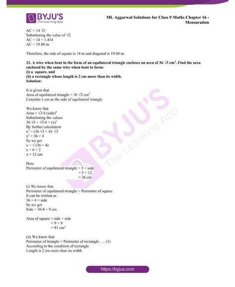 ML Aggarwal Solutions For Class 9 Maths Chapter 16 Mensuration Access PDF