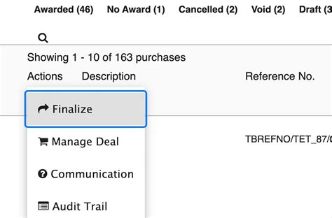 Tenderboard Faq Finalize Deal Non Sourcing Tenderboard Support